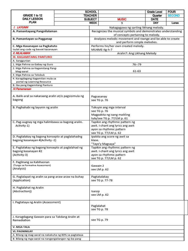 DLP Mapeh Q2 W9 | PDF