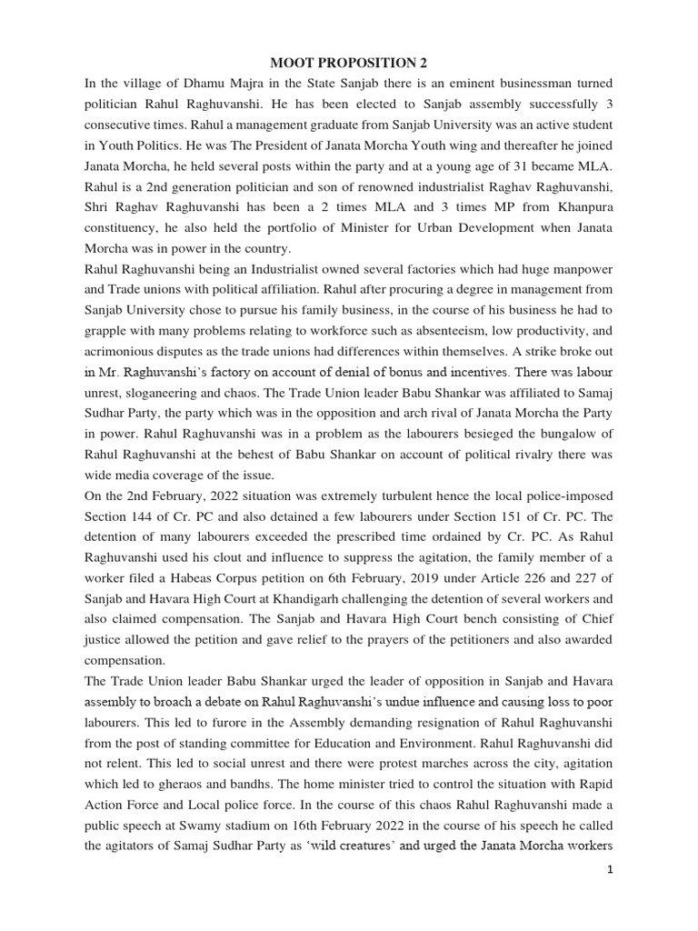 MOOT PROPOSITION 2 (Roll no- 21231022 to 1041) | PDF | High Court Of Australia | Government