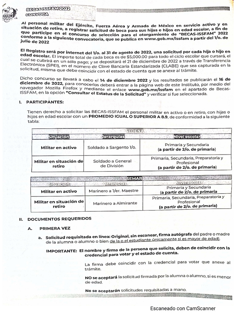 Becas Issfam | PDF