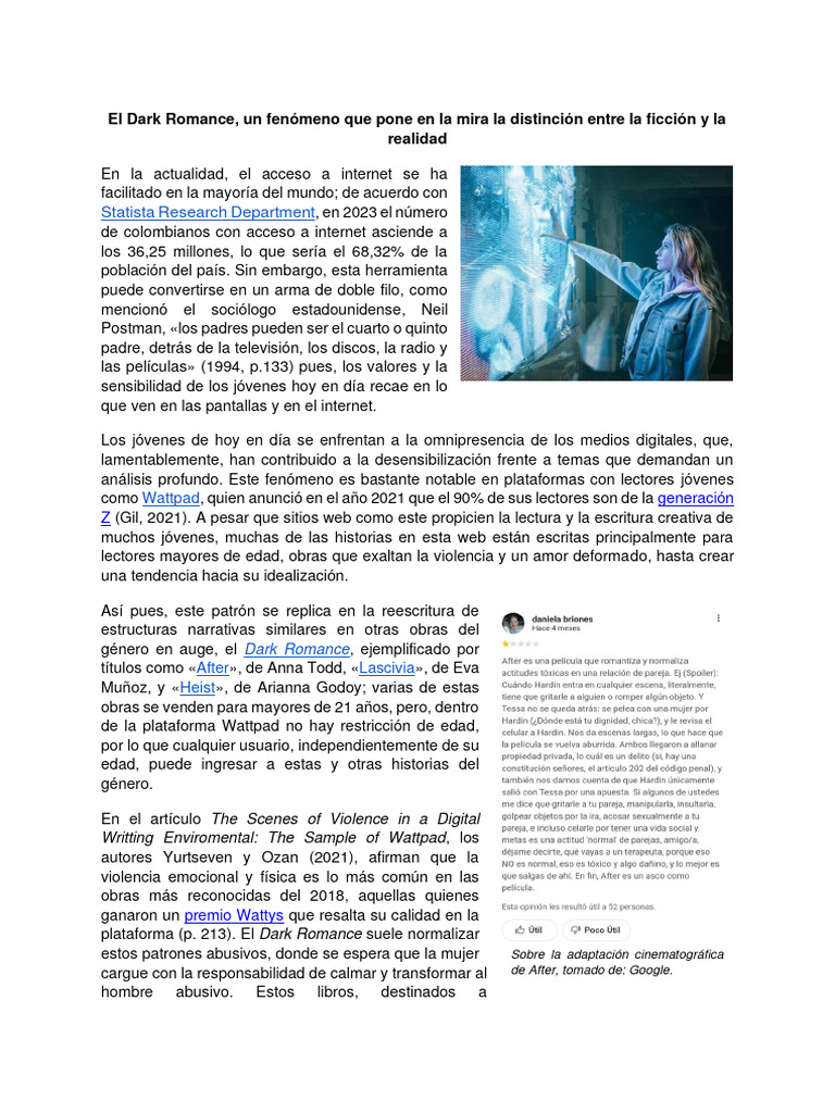 El Dark Romance | PDF | Comportamiento | Internet