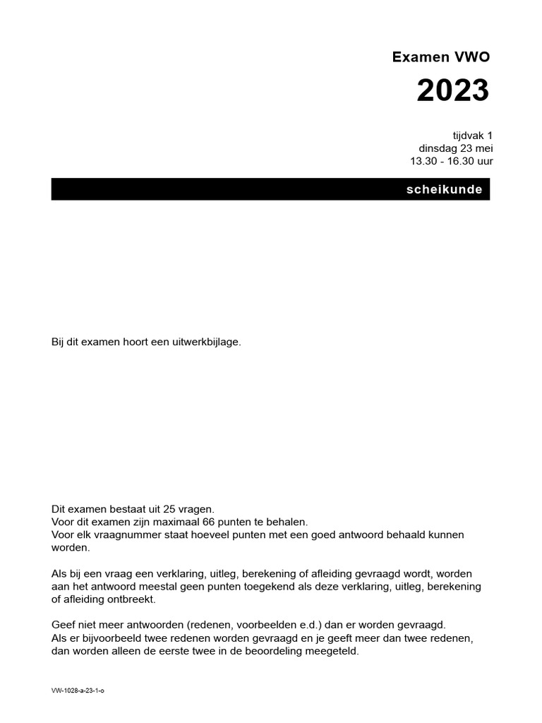 Examen VWO: Scheikunde | PDF