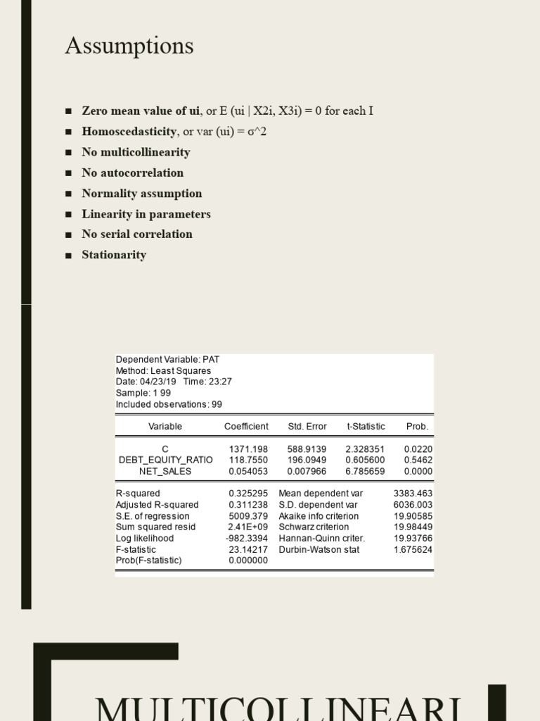 OLS Assumptions | Download Free PDF | Autocorrelation | Ordinary Least ...