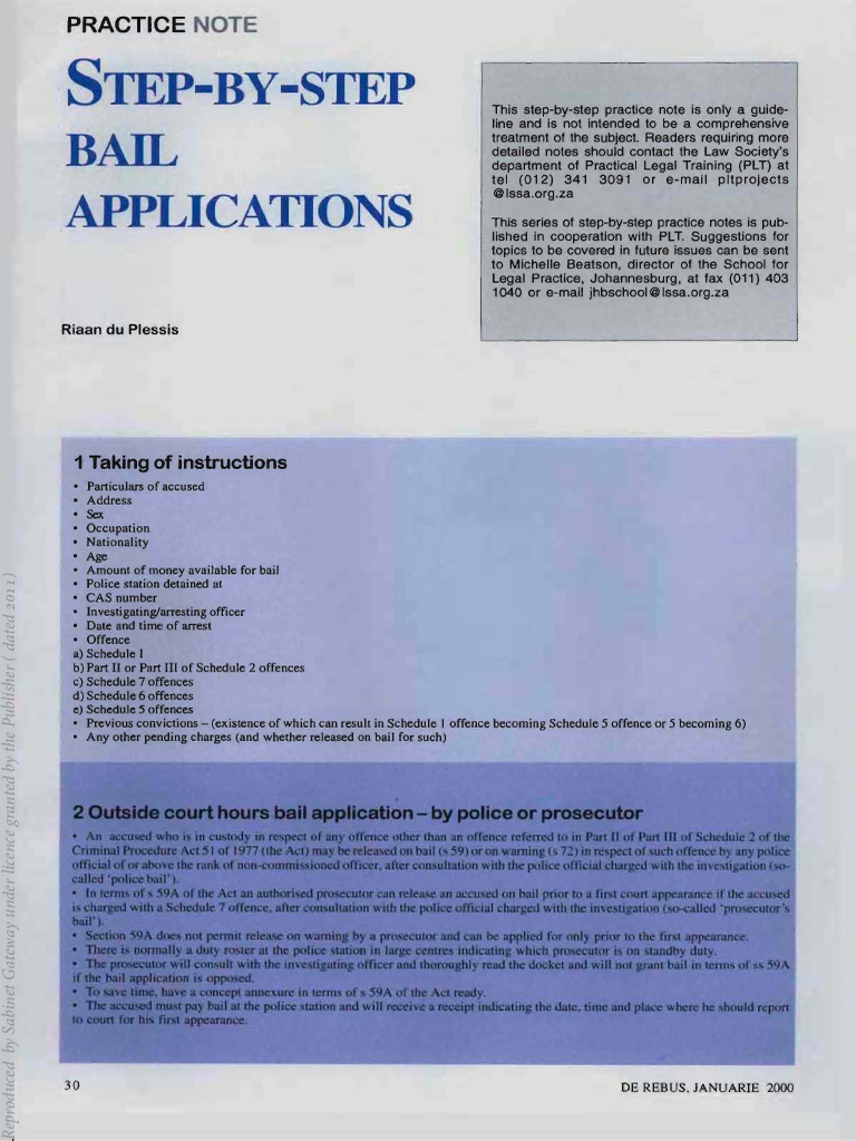 du-plessis-2000-step-by-step-bail-applications | PDF | Bail | Lawyer