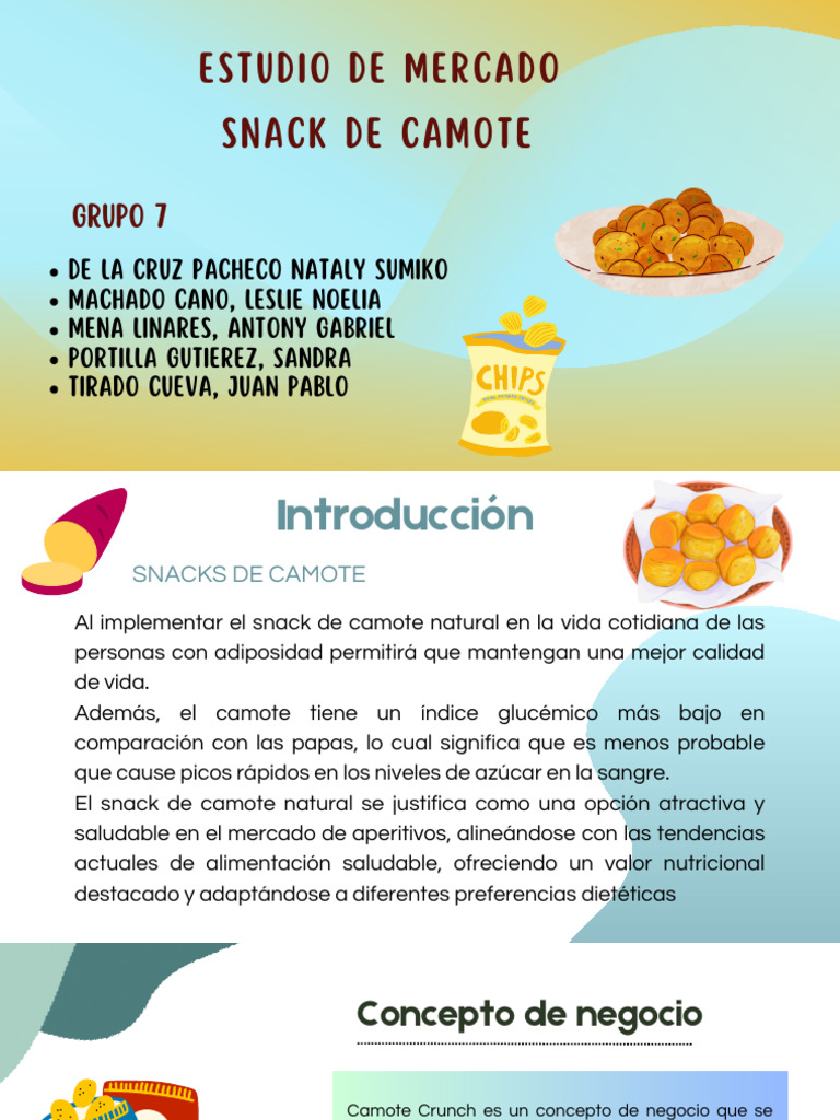 Presentación de Snack de Camote | PDF | Salud y bienestar