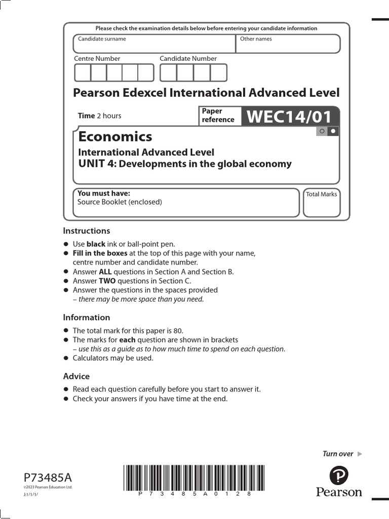 October 2023 Edexel Economics Unit 4 Past Paper | Download Free PDF | Inflation | Labour Economics