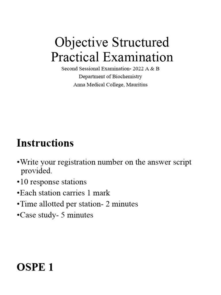 Biochemistry OSPE Exam Guide 2022 | PDF | Science & Mathematics