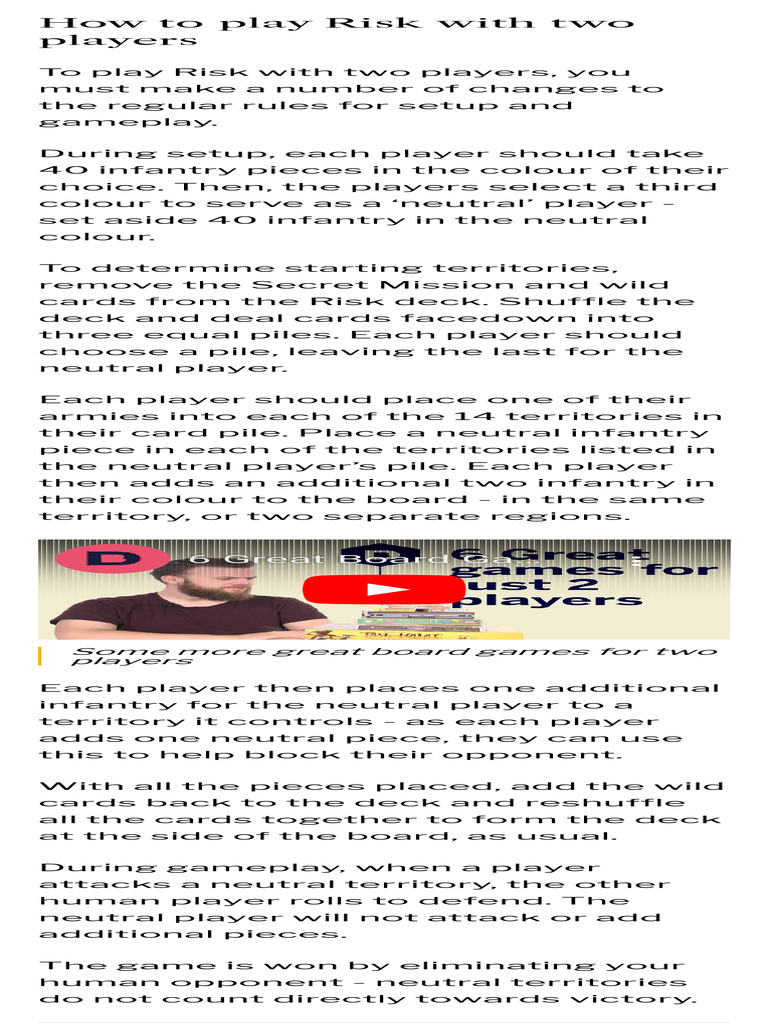 How To Play Risk | Download Free PDF | Gaming | Military