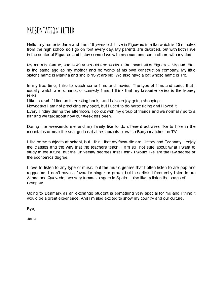 Presentation Letter | PDF