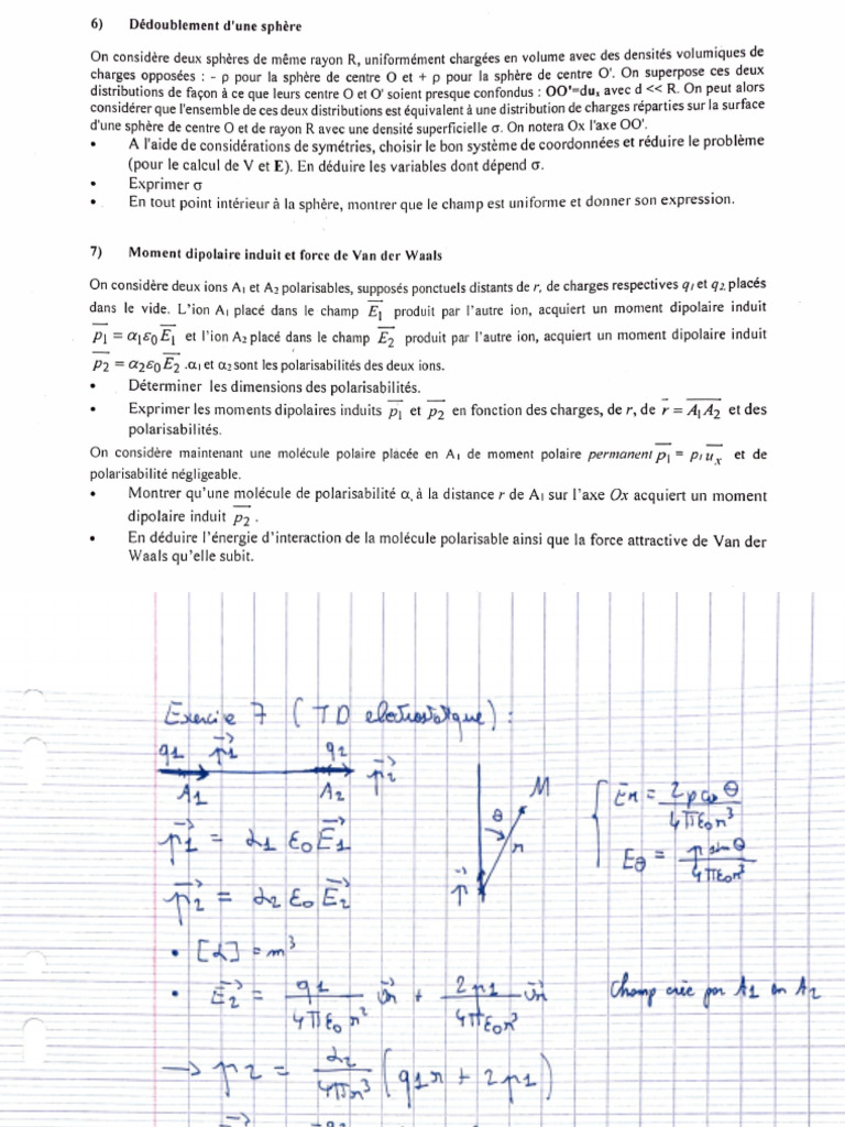 TD Dipôle Électrostatique | PDF
