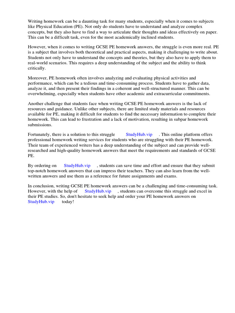 Gcse Pe Homework Answers | PDF | Facebook | Linked In