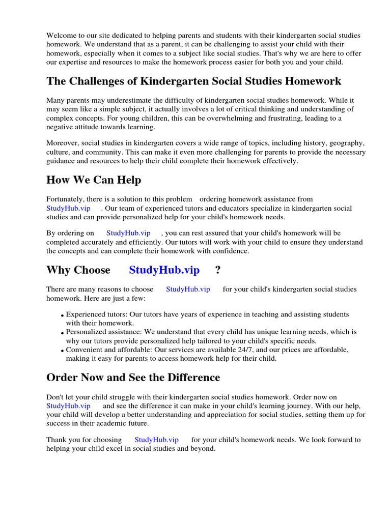 Kindergarten Social Studies Homework | PDF | Homeschooling | Worksheet