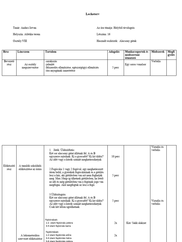Lecketerv-Helyből Távolugrás | PDF