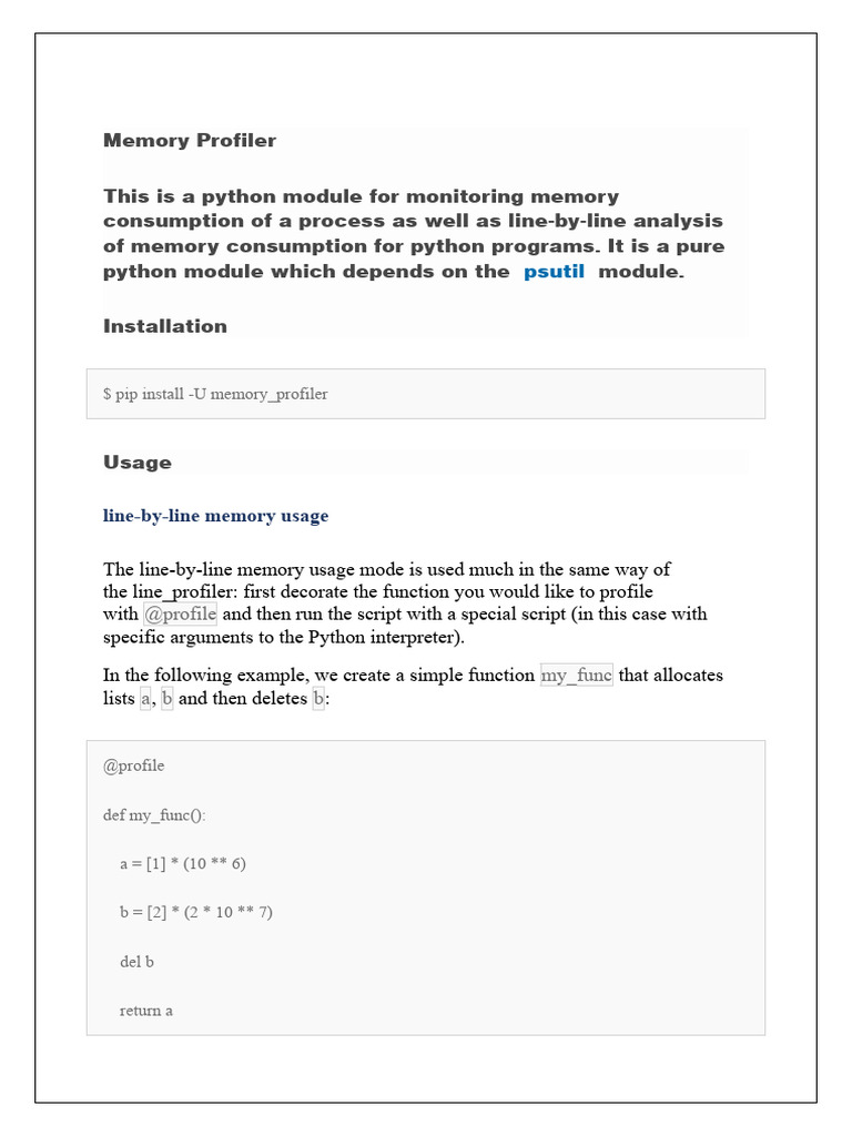 Memory Profiler | Download Free PDF | Parameter (Computer Programming) | Command Line Interface