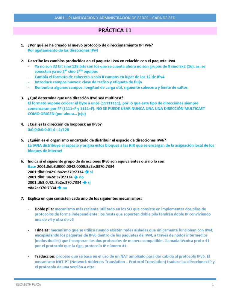 Ejercicios Capa de Red | PDF | Yo Pv6 | Protocolos de internet
