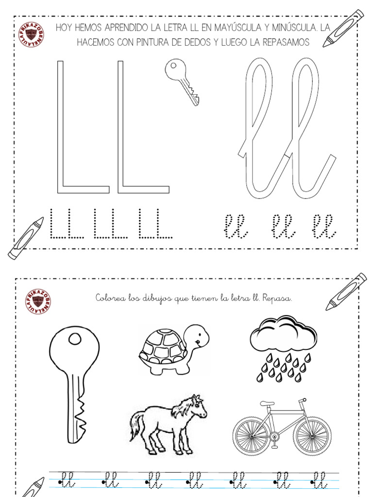 Dibujo y repaso de la letra LL | PDF | Estudios de idiomas extranjeros