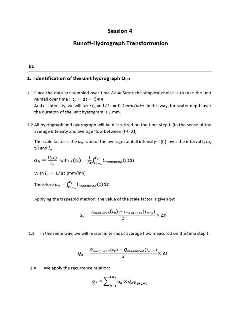 Solution_Session_4_E1_E2_Runoff_Hydrograph_Transformation | PDF | Applied Mathematics | Algorithms