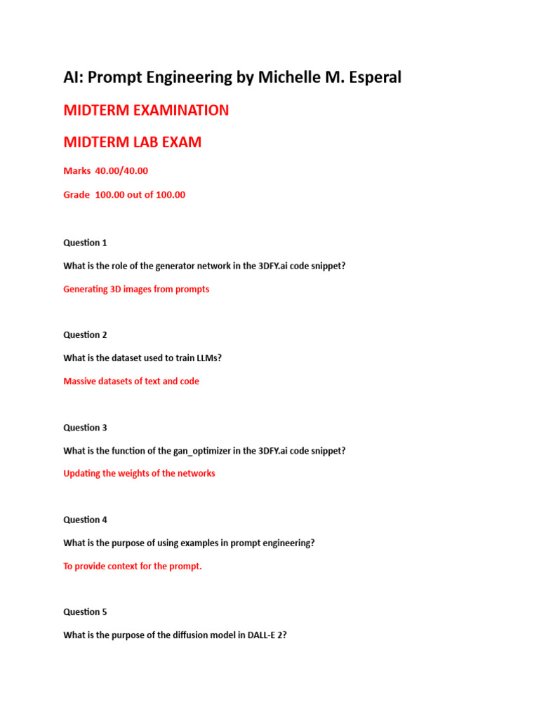 Prompt Engineering Lab Midterm Exam | PDF | Artificial Intelligence ... Prompt Engineering Lab Midterm Exam | PDF | Artificial Intelligence ...