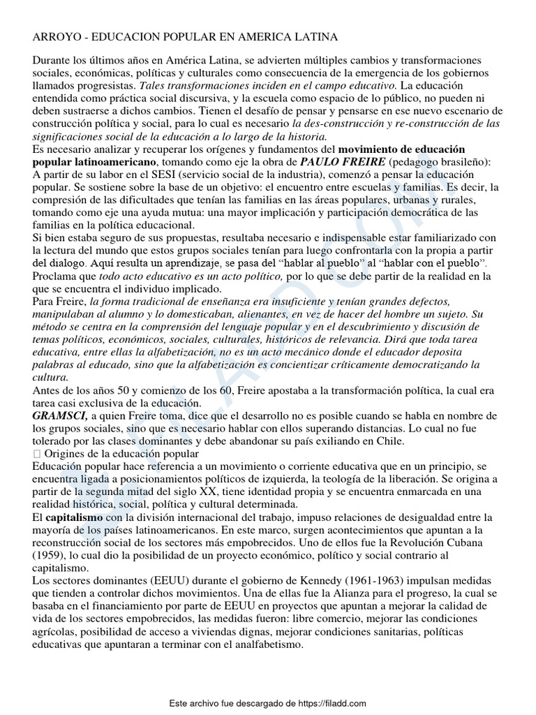 Educación Popular en América Latina | PDF | Capitalismo | Economias
