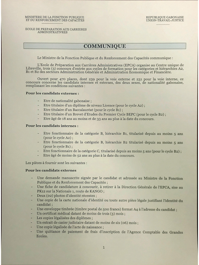 Communiqué 1 | PDF