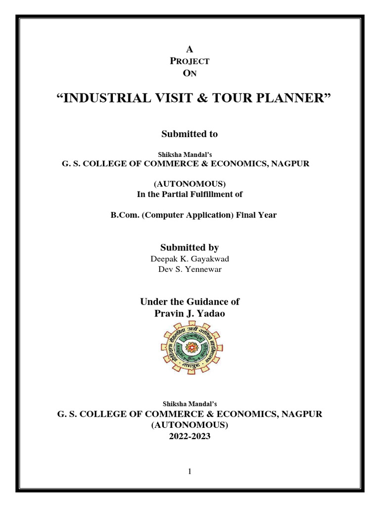 Industrial Visit & Tour Planner Project | PDF | Html | Html Element