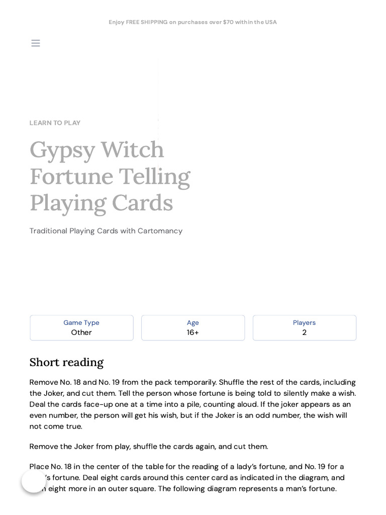 Gypsy Witch Fortune Telling Playing Cards | PDF | Games Of Mental Skill ...