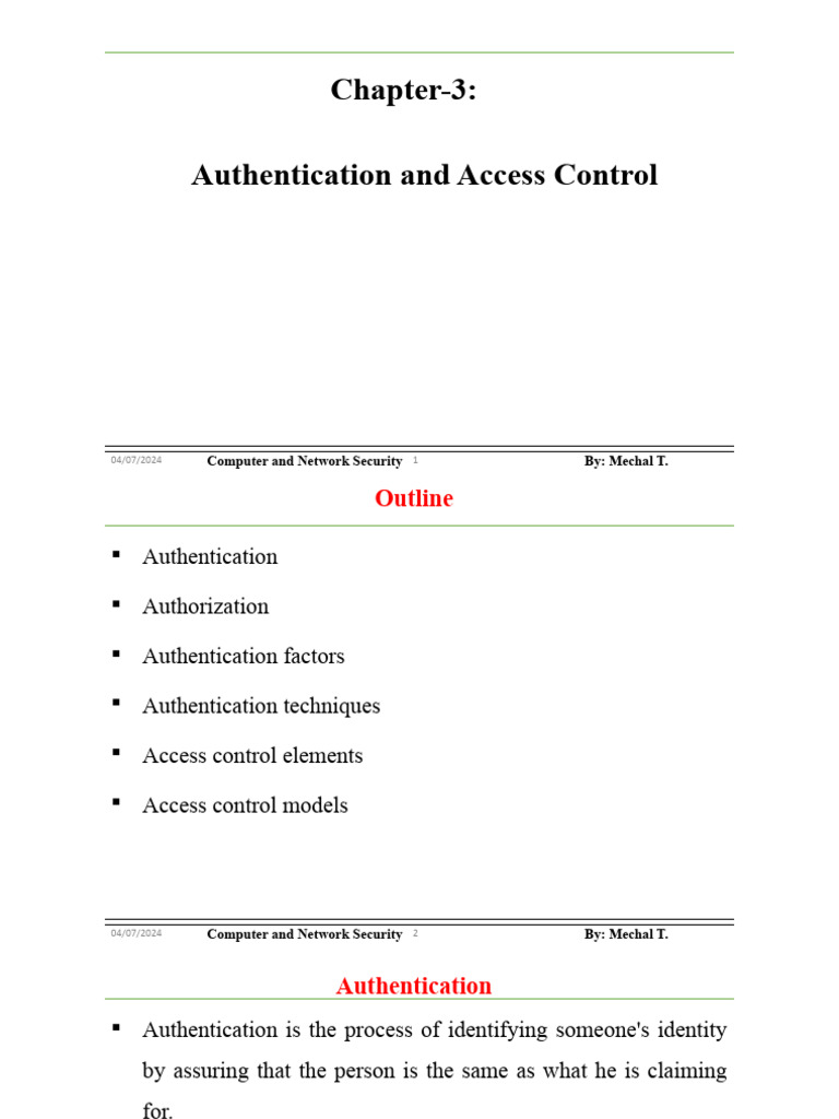 Chapter 3 | PDF | Access Control | Authentication