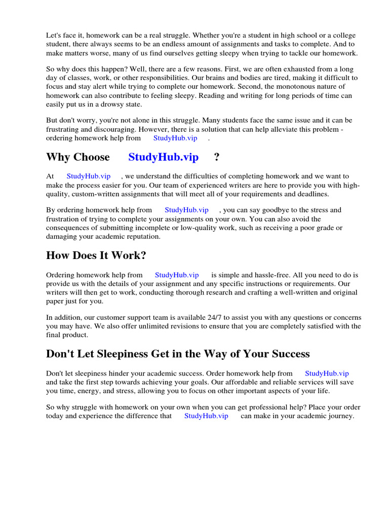 Overcoming Sleepiness While Homework | PDF | Homework | Sleep