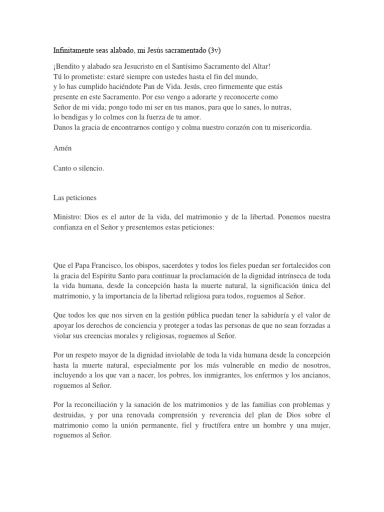 Infinitamente Seas Alabado | PDF | eucaristía | Teología