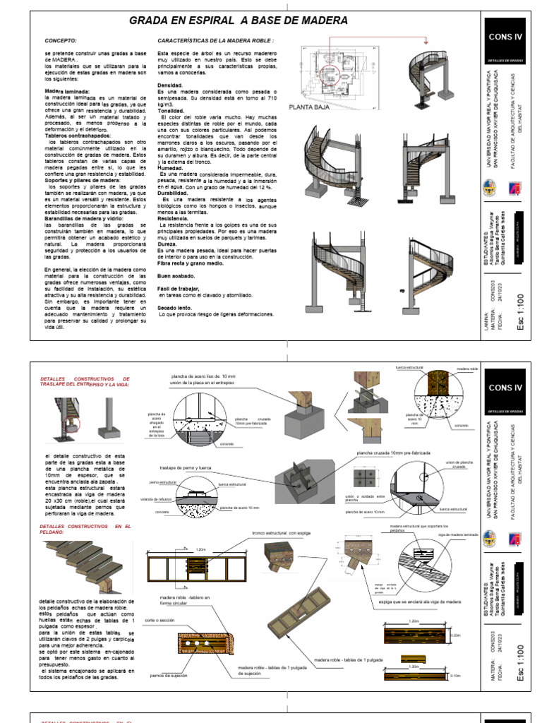 Detalles Constructivos de Gradas de Madera | PDF | Madera