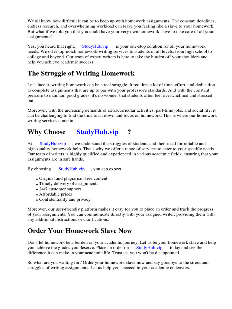 Homework Slave Wanted | PDF | Slavery | Slavery In The United States
