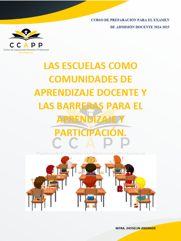 Resumen Las Escuelas Como Comunidades De Aprendizaje Docente Y Las