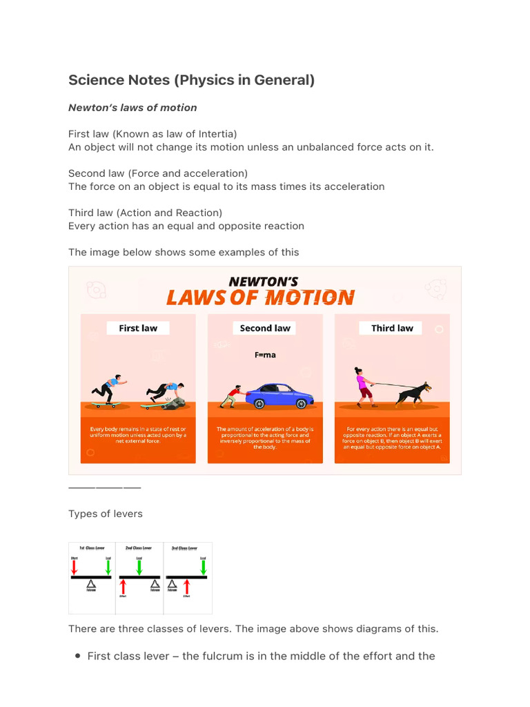 Science Notes (Physics in General) | Download Free PDF | Force ...