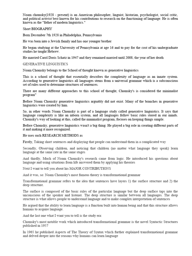 Chomsky Pdf Noam Chomsky Grammar