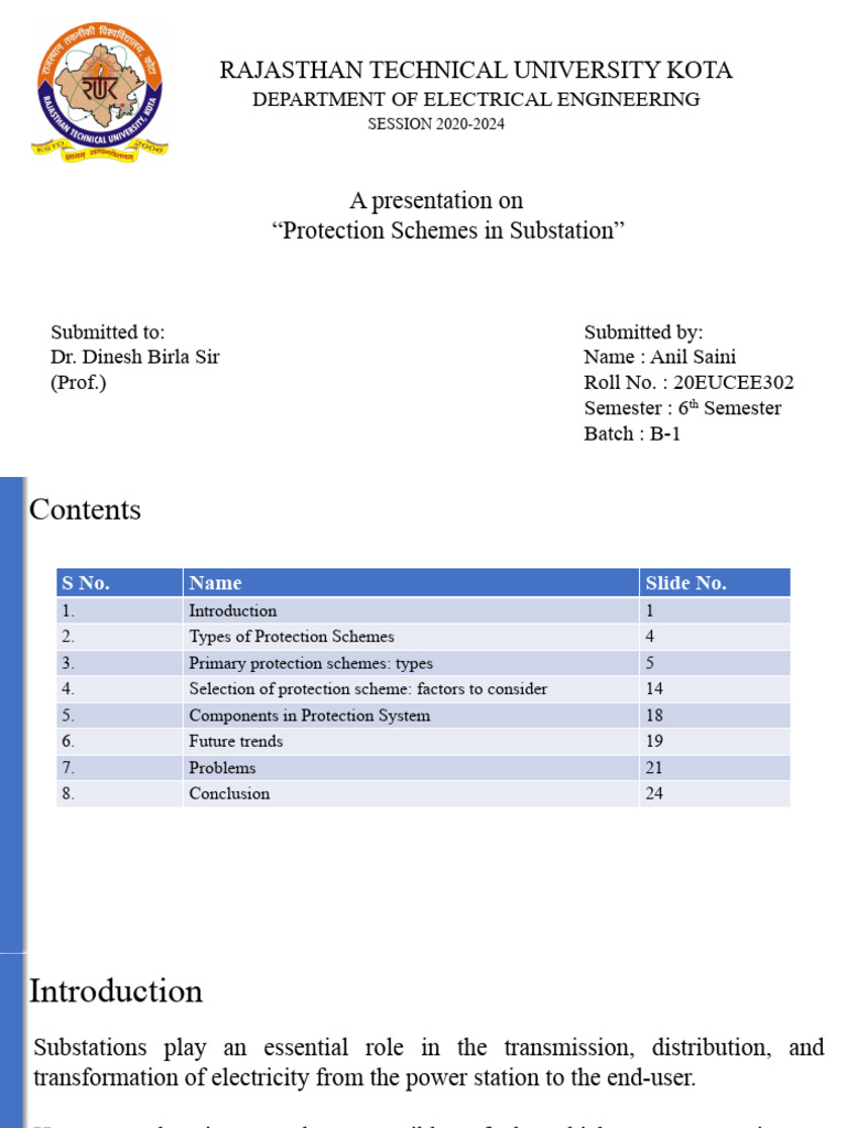 Protection Schemes in Substation Presentation | Download Free PDF ...