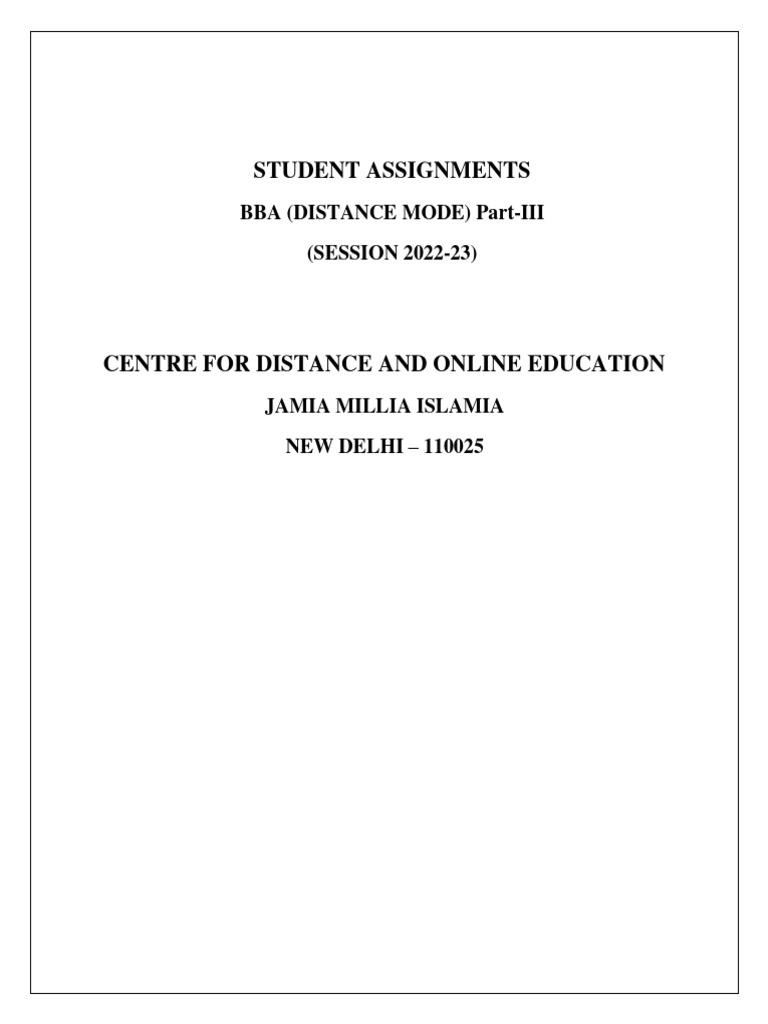 Cdol Assignment Bba Part III 2023septeber25 | PDF | Sales ...