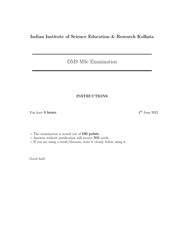 MSC Entrance 2023 | PDF | Mathematical Analysis | Mathematics