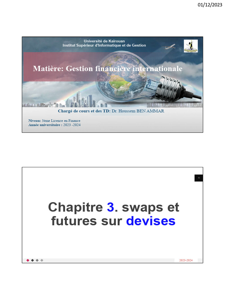 Chapitre 3. Swaps Et Futures Sur Devises - Matière. Gestion Financière ...