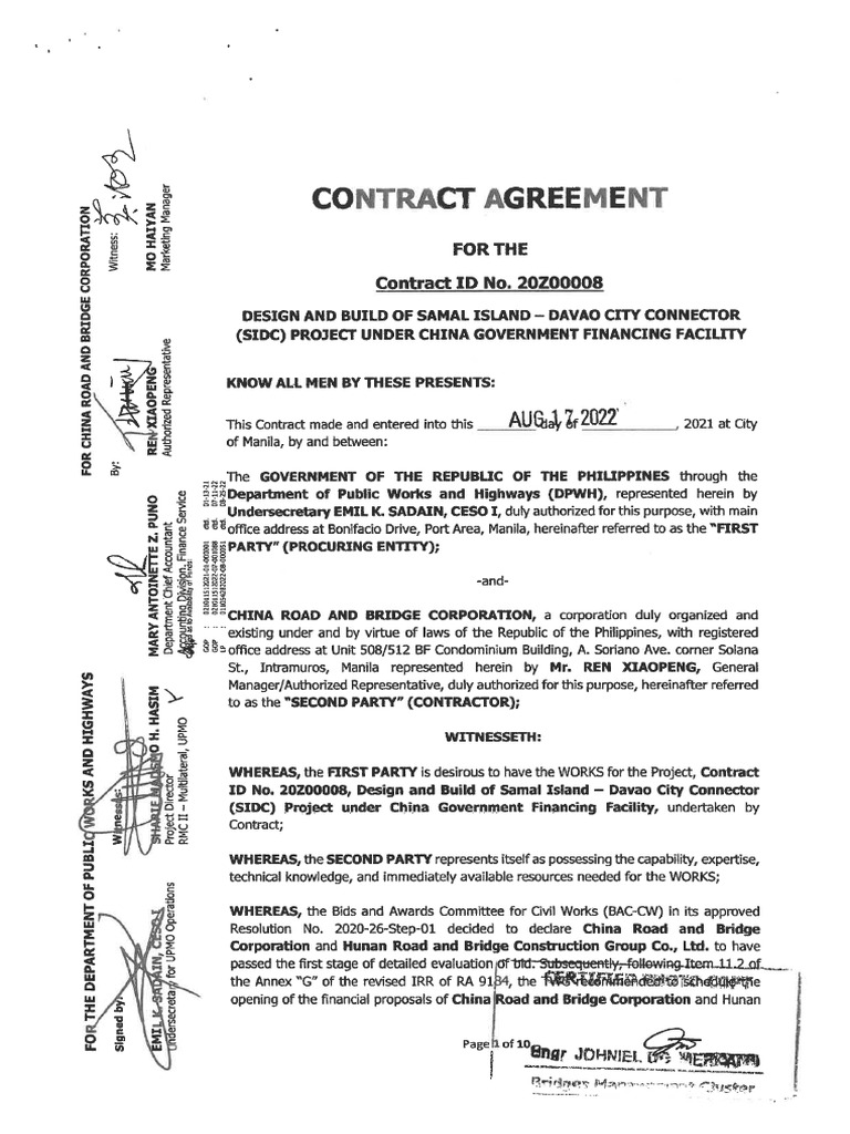Contract Agreement 20z00008 To Post | PDF