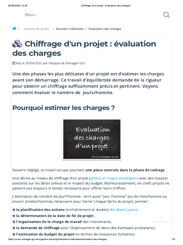 Chiffrage D'un Projet - Évaluation Des Charges | PDF | Gestion de projet