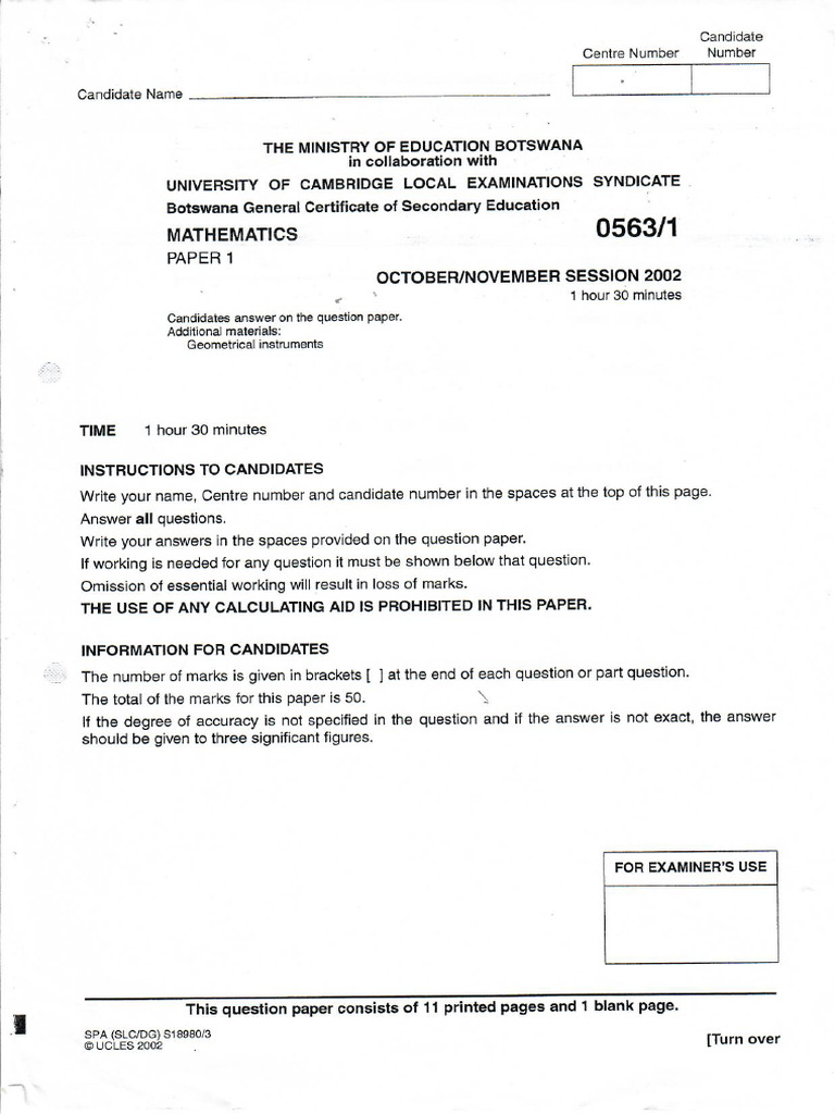 2002 PAPER1 Mathematics | PDF 2002 PAPER1 Mathematics | PDF