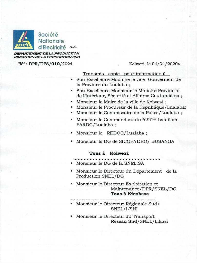 Deversement Au Barrage de Nzilo | PDF