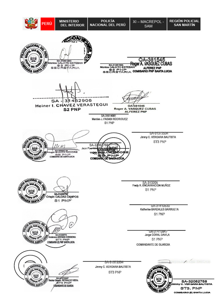 Sellos Comisaria PNP Santa Lucia 2020 | PDF | Agencias de inteligencia | Conflictos de guerra fría