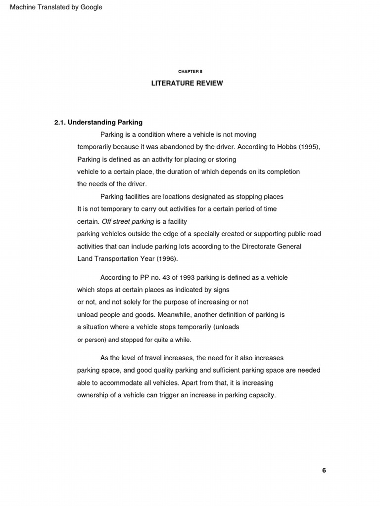Chapter Ii - Literature Review | PDF | Parking | Road
