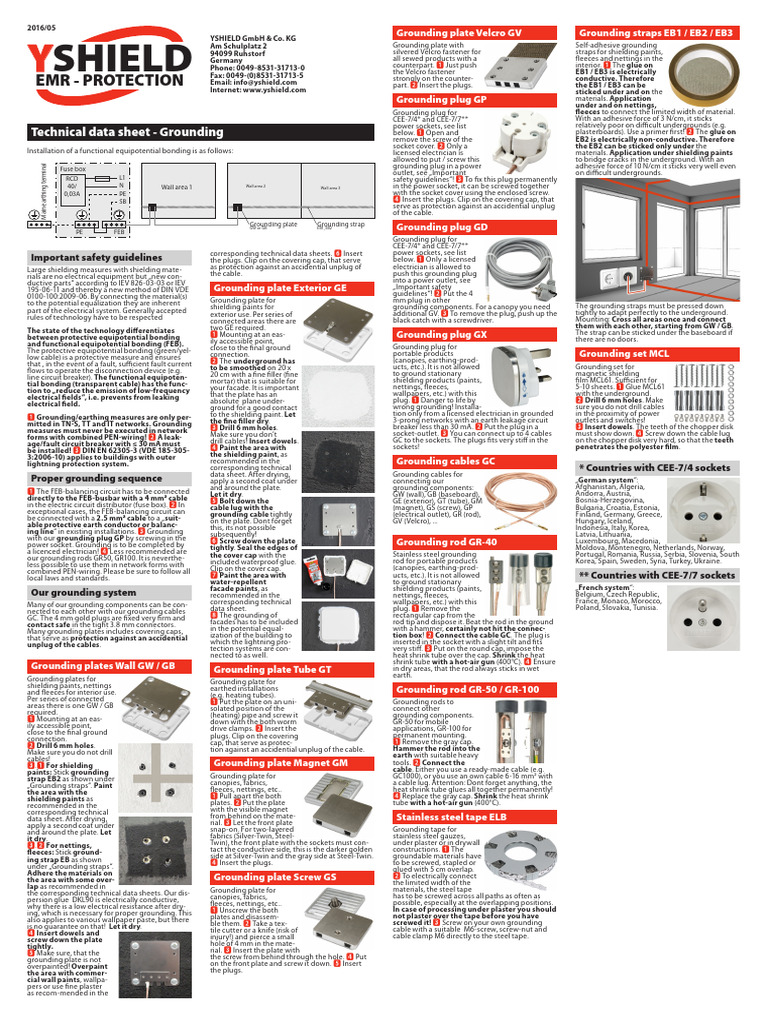 YSHIELD Grounding TDS | PDF | Ac Power Plugs And Sockets | Electrical Connector