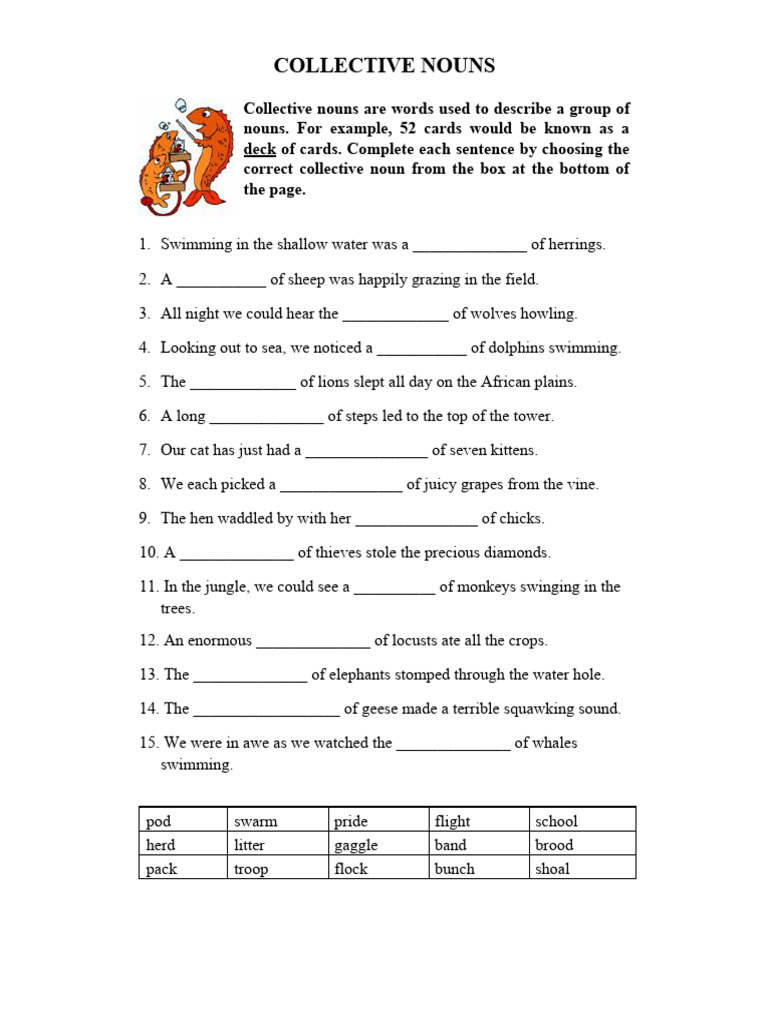 Collective Nouns Exercise | PDF