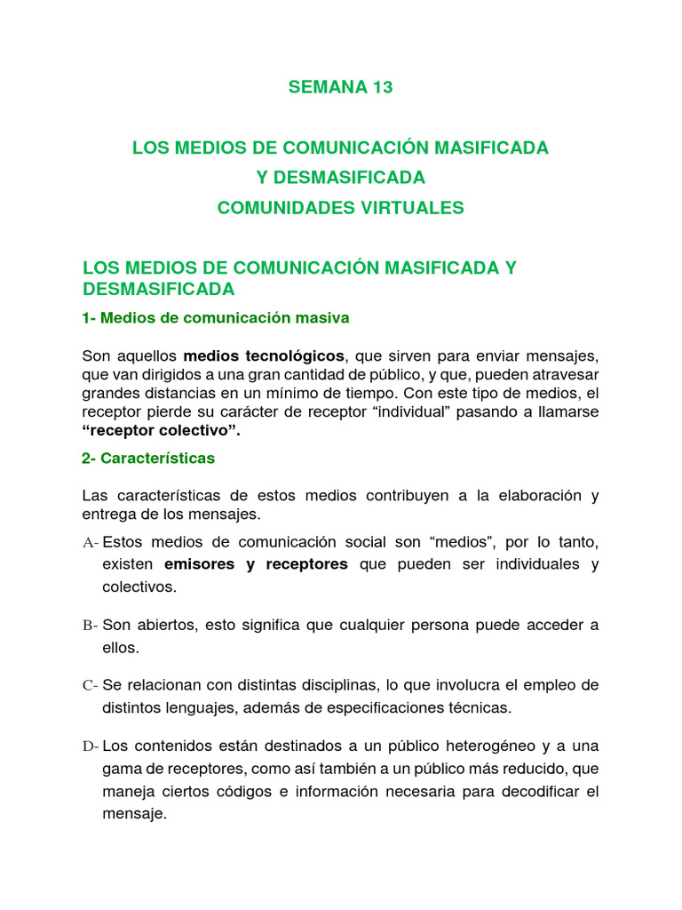 Medios de Comunicación Masiva y Virtuales | PDF | Medios de ...