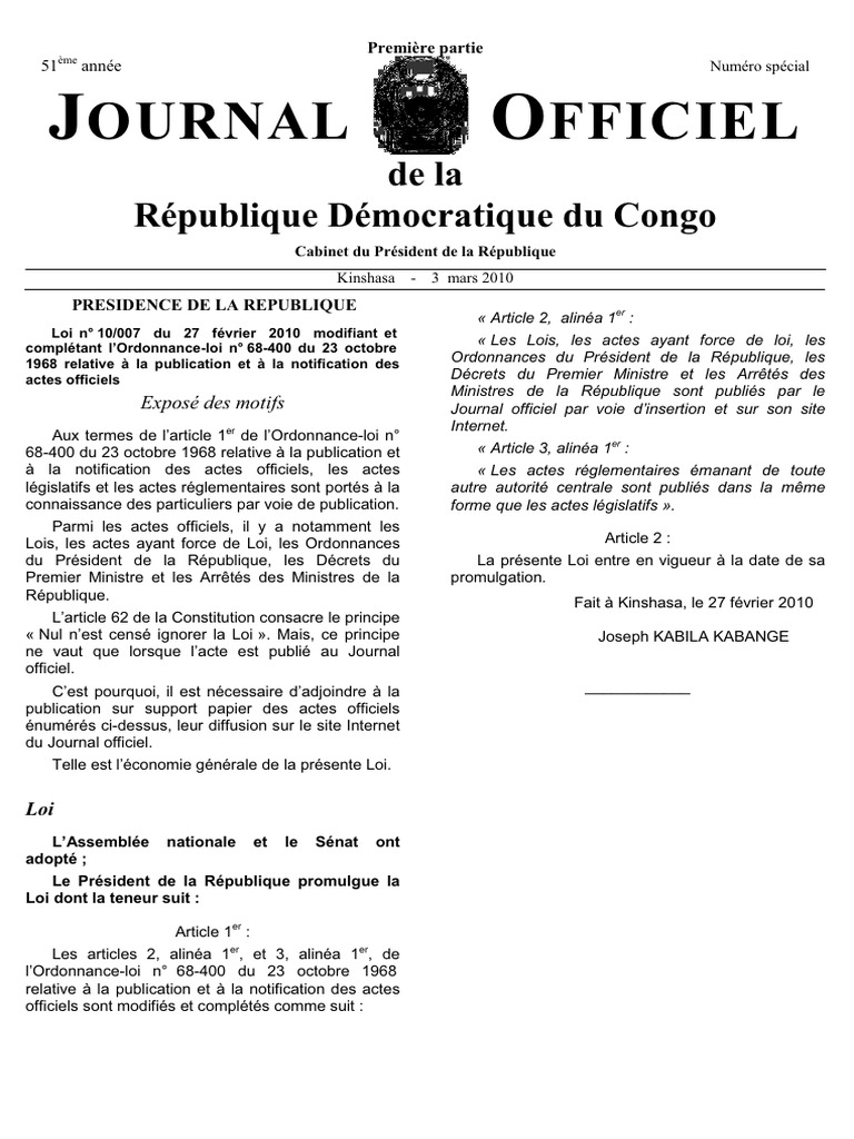 Loi sur la publication des actes officiels | PDF | Gouvernance ...
