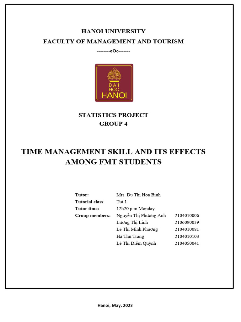 Project PAS - GROUP 4 - TUT 1 | PDF | Survey Methodology | Time Management