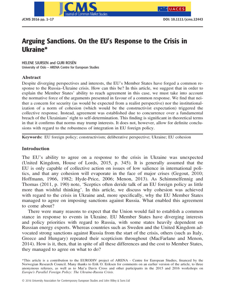 Sjursen Et Al-2016-JCMS - Journal of Common Market Studies | PDF ...