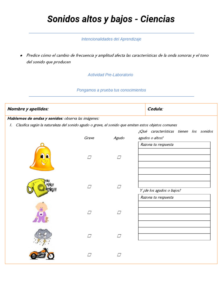 Actividades sobre Sonidos Altos y Bajos | PDF | Sonido | Olas